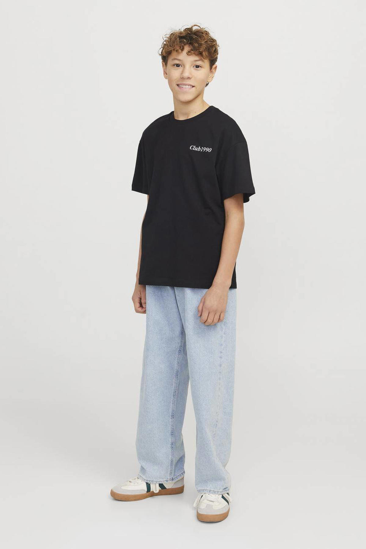 JACK & JONES JUNIOR high waist baggy fit jeans light blue denim ...