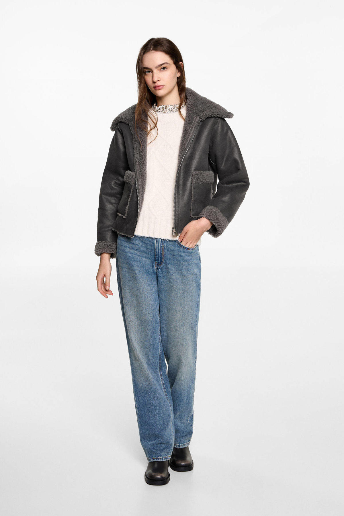 MANGO TEEN winterjas antraciet | kleertjes.com