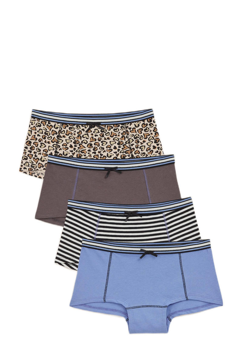 WE Fashion hipsters - set van 4 lichtblauw/bruin | kleertjes.com