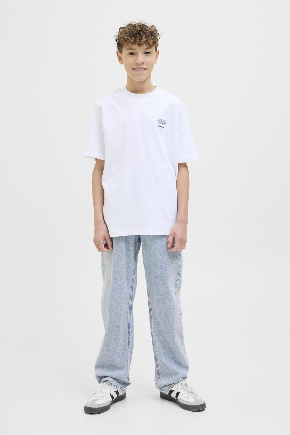 JACK & JONES JUNIOR high waist relaxed fit jeans light blue denim ...