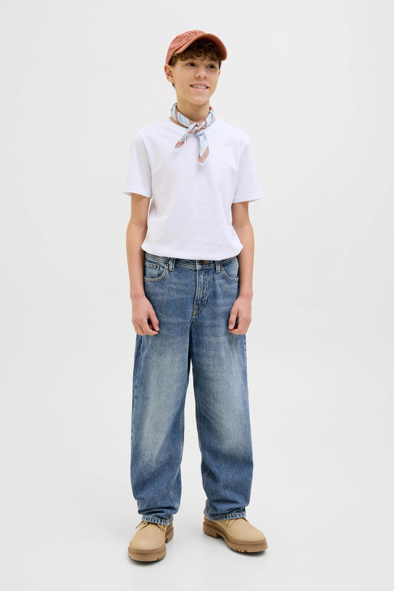 JACK & JONES JUNIOR baggy high waist baggy jeans medium blue denim | kleertjes.com