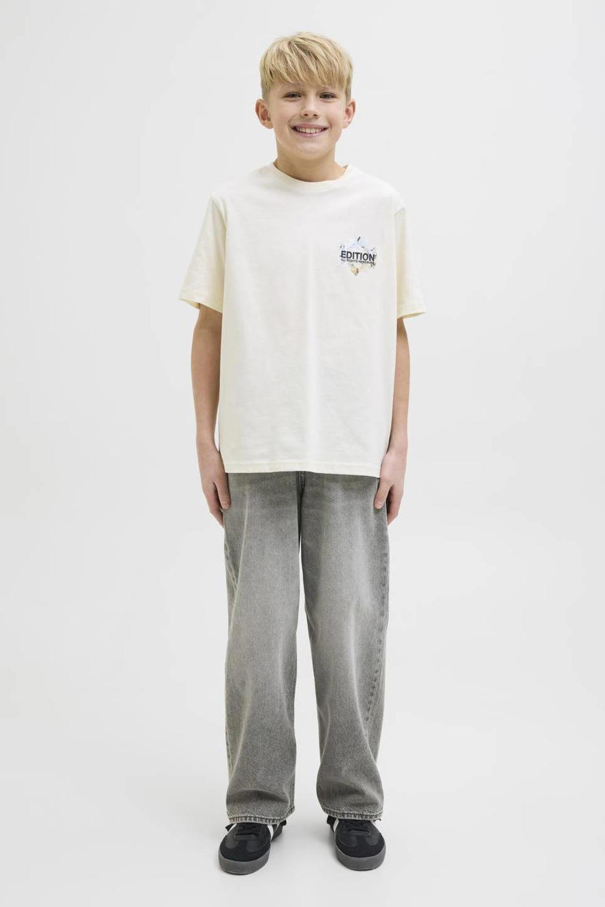 JACK & JONES JUNIOR high waist baggy fit jeans grey denim | kleertjes.com