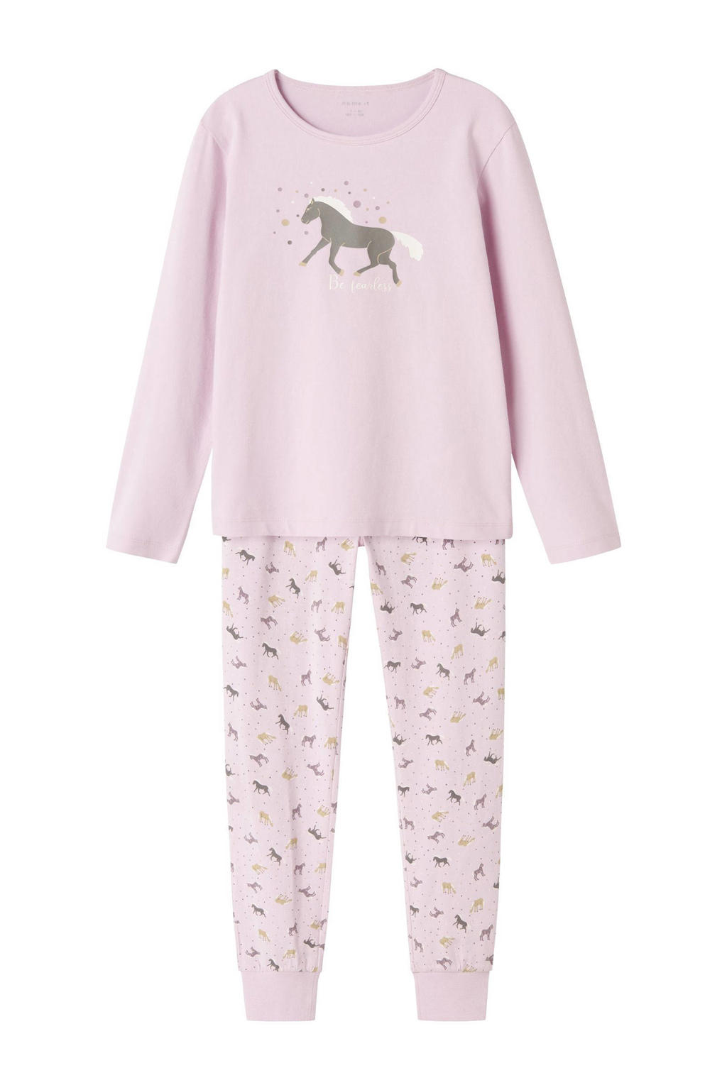 NAME IT KIDS pyjama met paardendessin roze | kleertjes.com