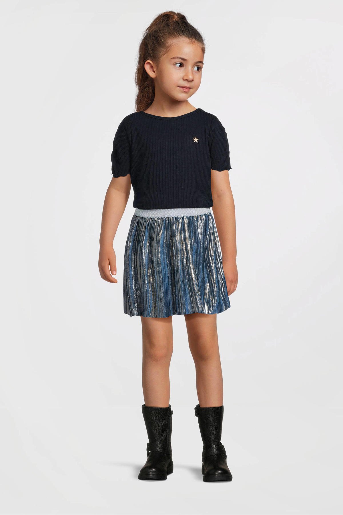 Like Flo midi jurk donkerblauw | kleertjes.com