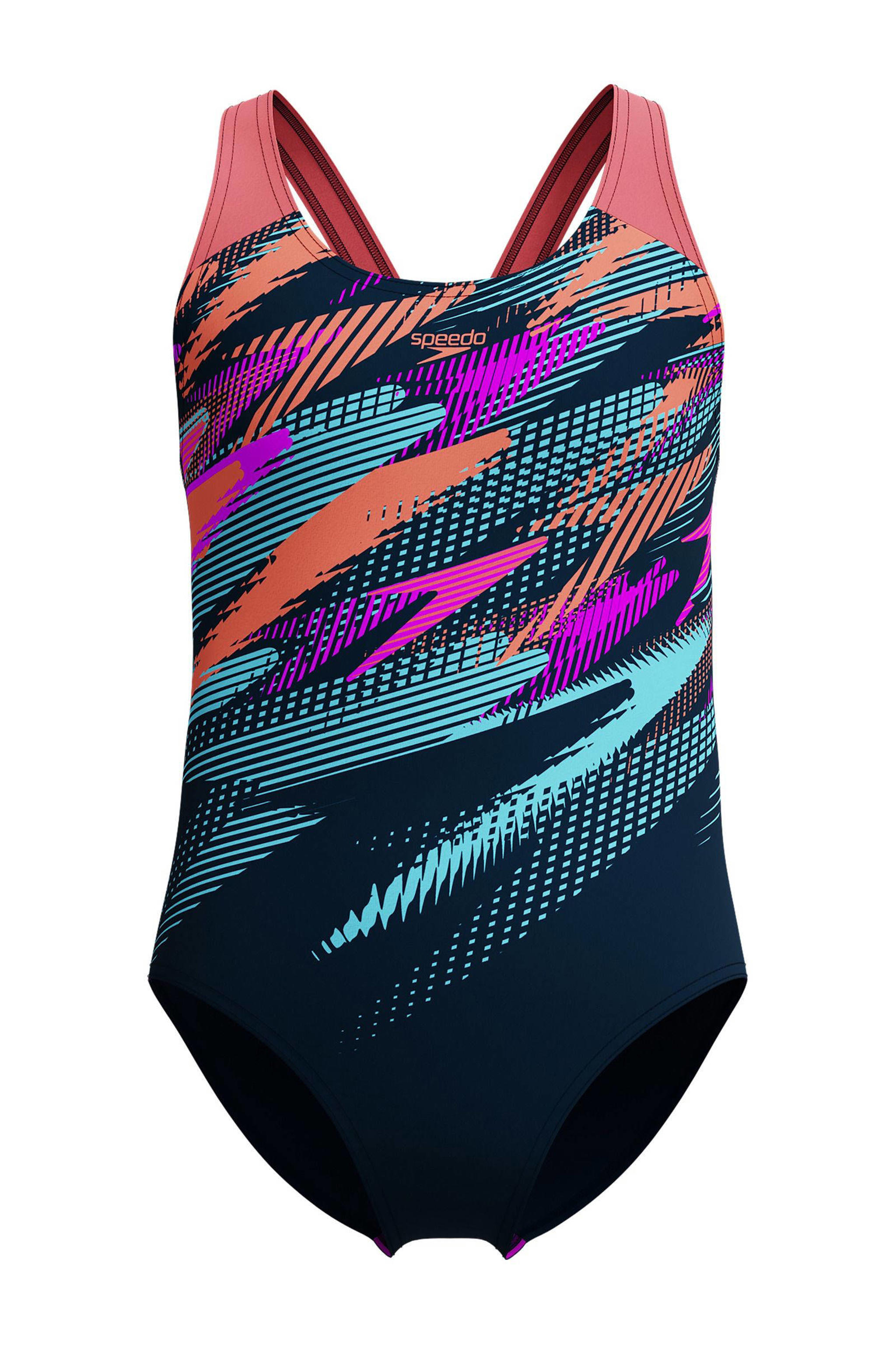 Speedo Endurance+ sportbadpak Splashback donkerblauw/oranje | kleertjes.com