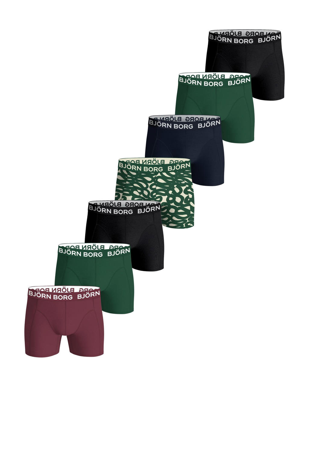 Björn Borg boxershort - set van 7 groen / zwart / rood | kleertjes.com