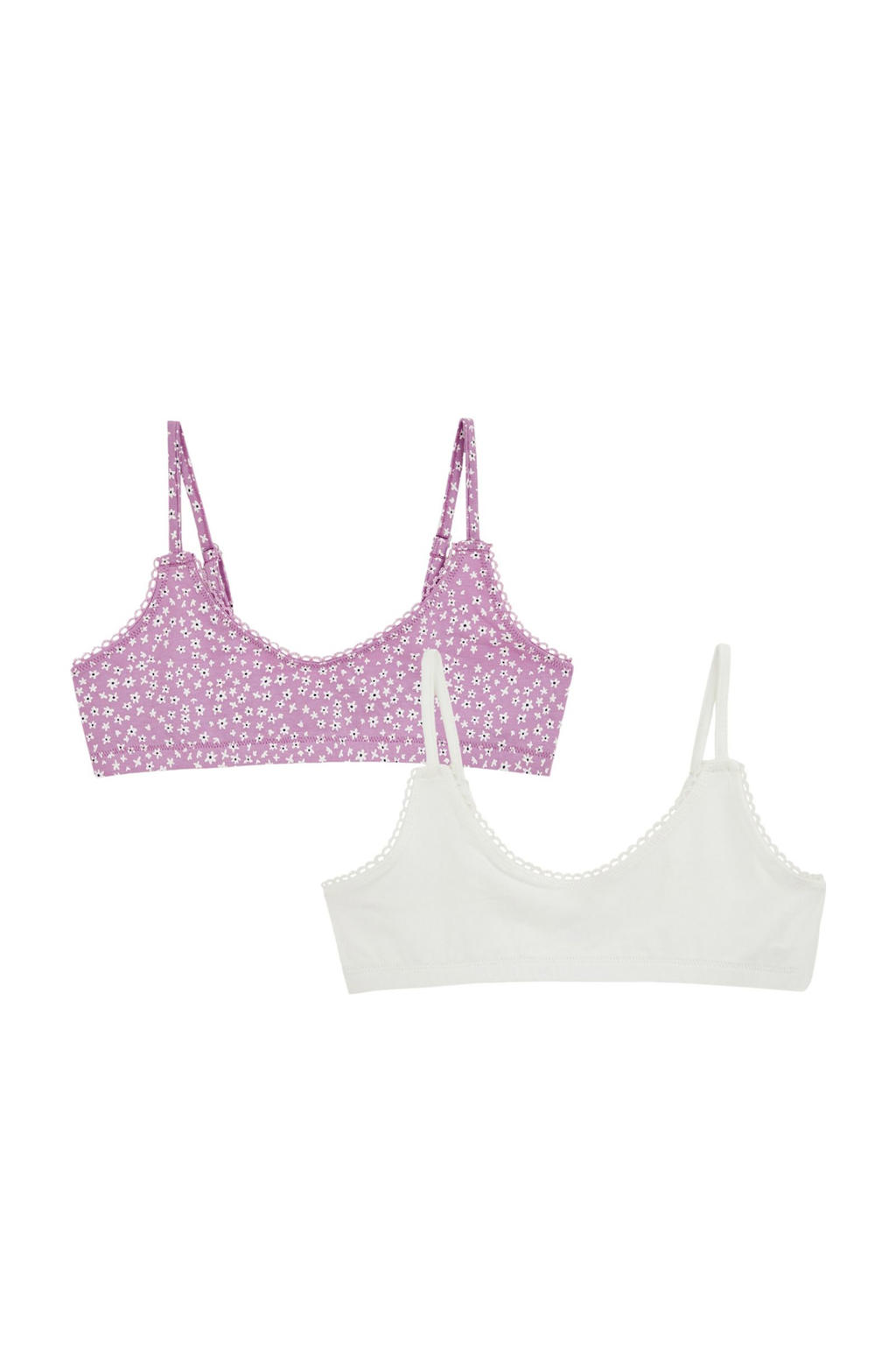 WE Fashion bh top - set van 2 lila/wit | kleertjes.com