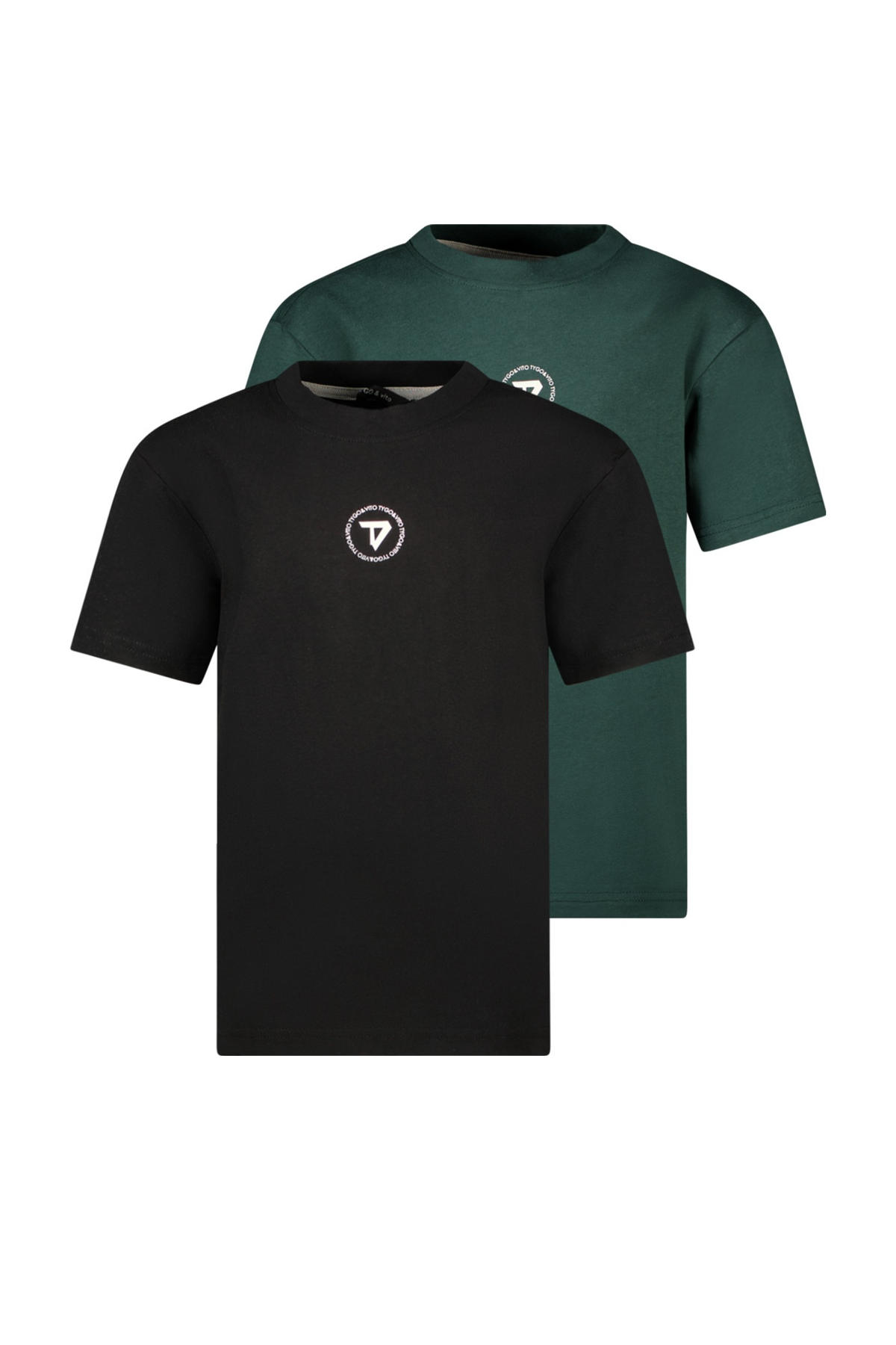 TYGO & vito NextGen T-shirt - set van 2 donkergroen/zwart | kleertjes.com
