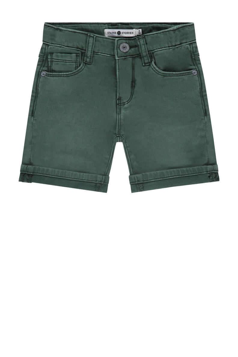 Stains&Stories denim shorts groen | kleertjes.com