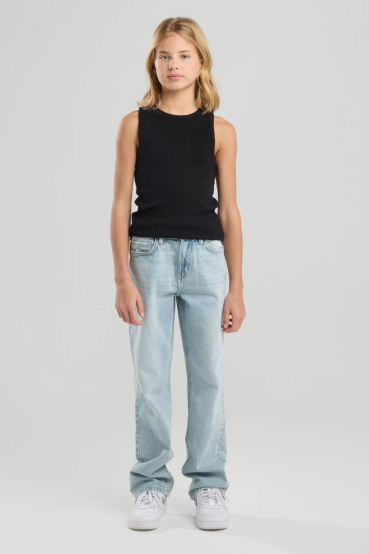 America Today straight leg jeans high waist light blue denim ...