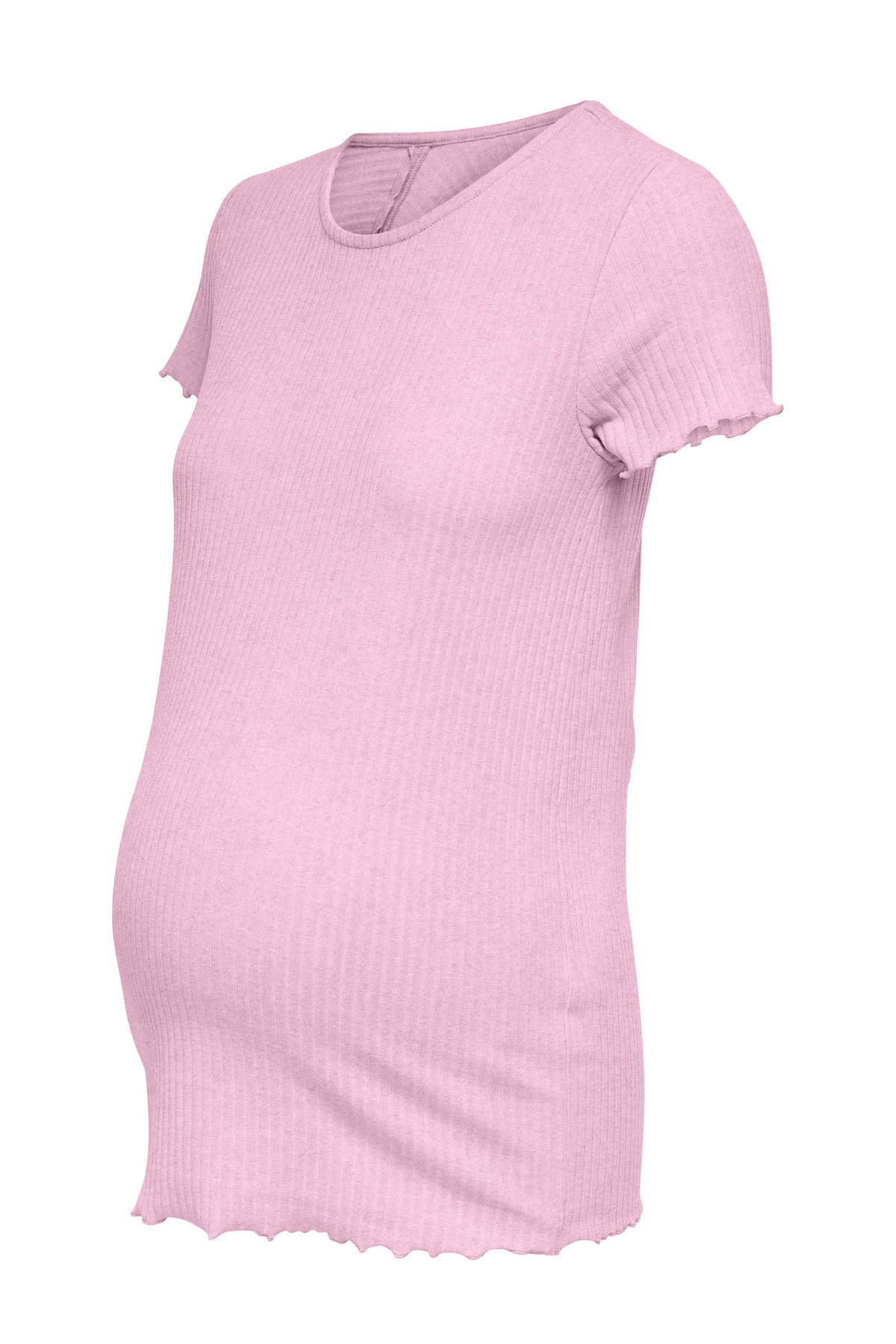ONLY MATERNITY zwangerschaps top rib gebreid lichtroze | kleertjes.com