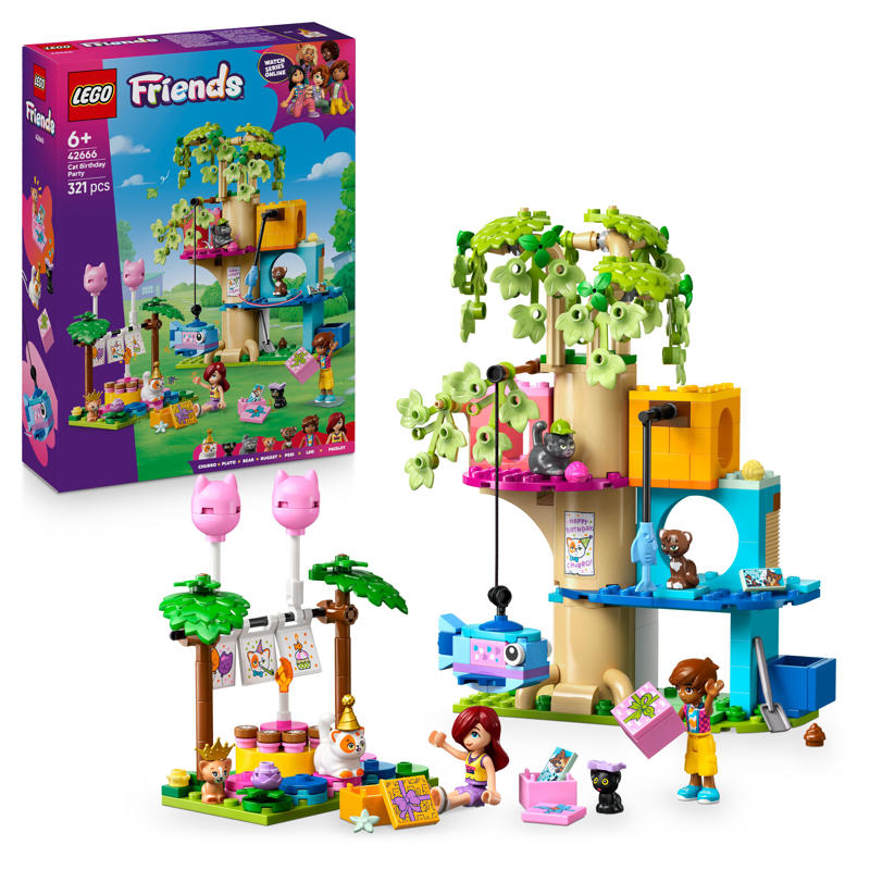 LEGO Friends Kattenverjaardagsfeestje en Boomhut Set 42666 | kleertjes.com