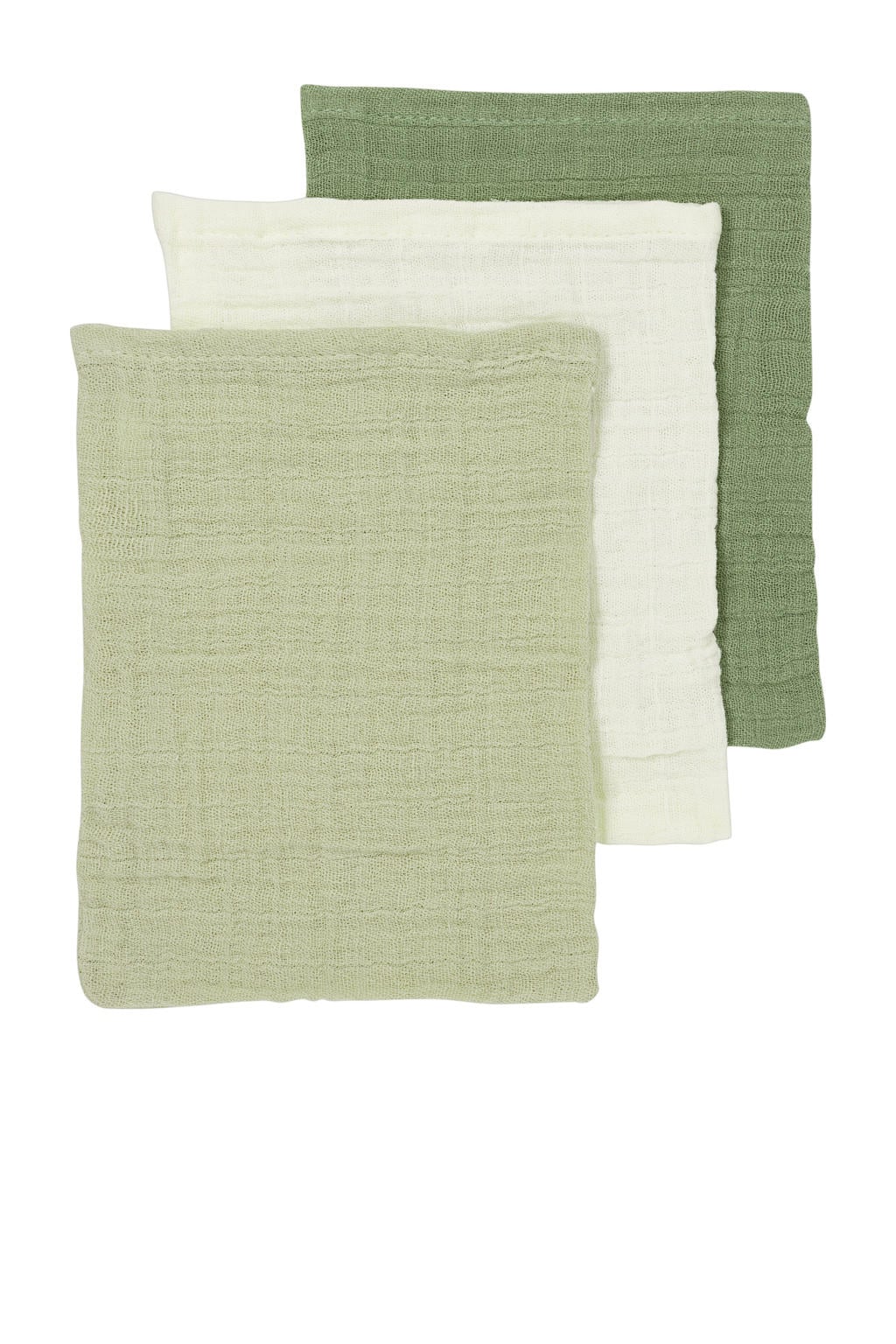 Meyco pre-washed hydrofiel washandje - set van 3 natural/soft olive ...
