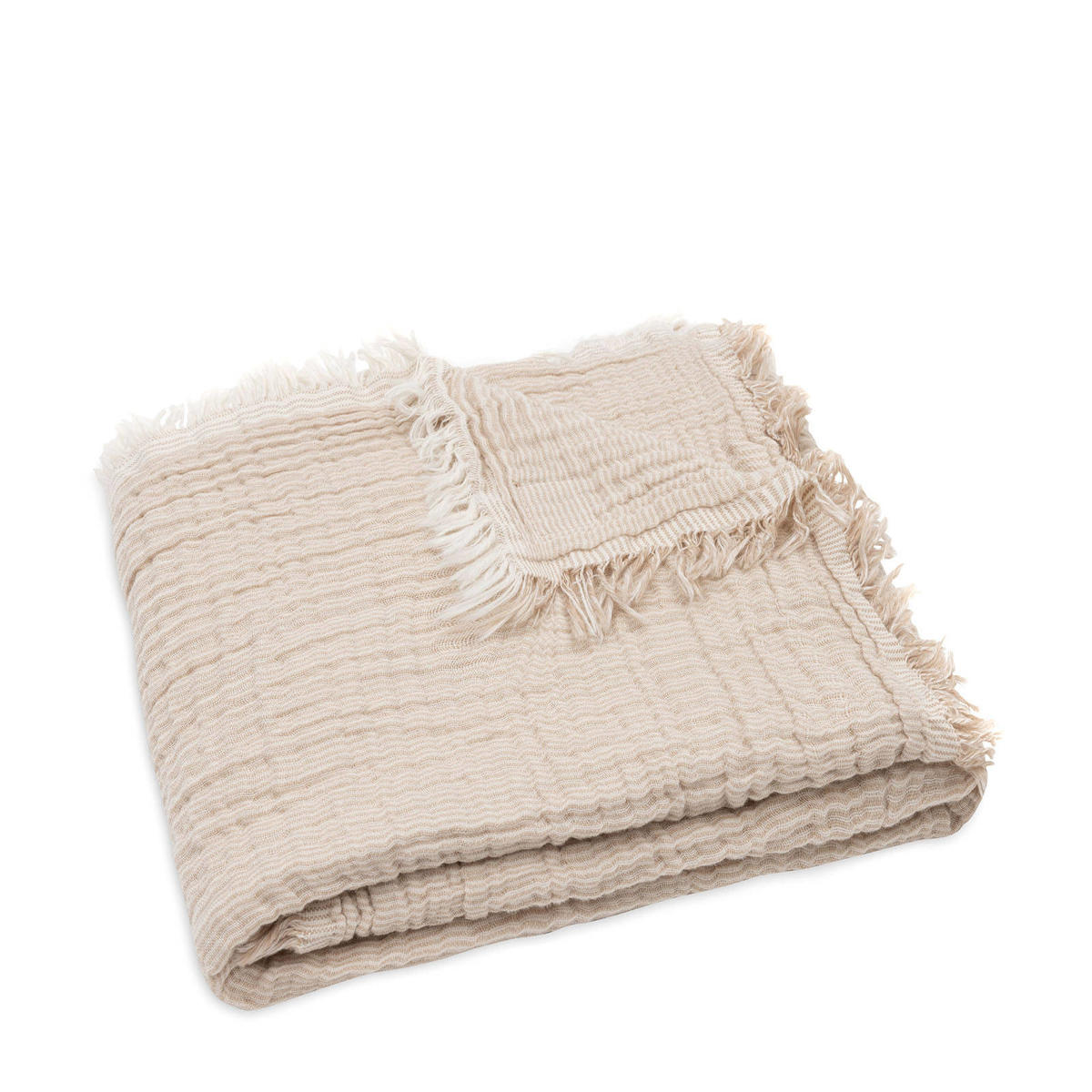 Jollein wiegdeken Fringe Stripe - Biscuit/Ivory | kleertjes.com
