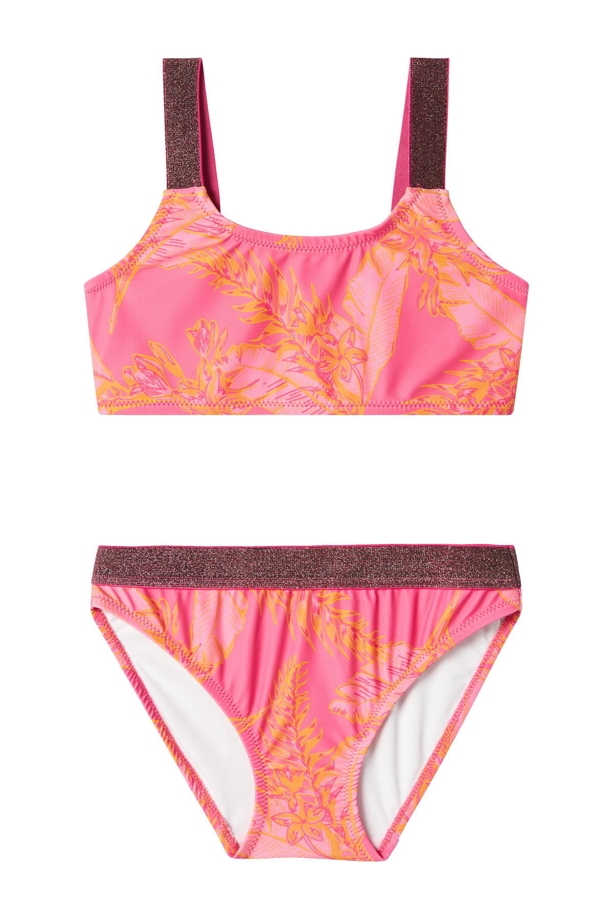 NAME IT KIDS crop bikini roze/oranje | kleertjes.com