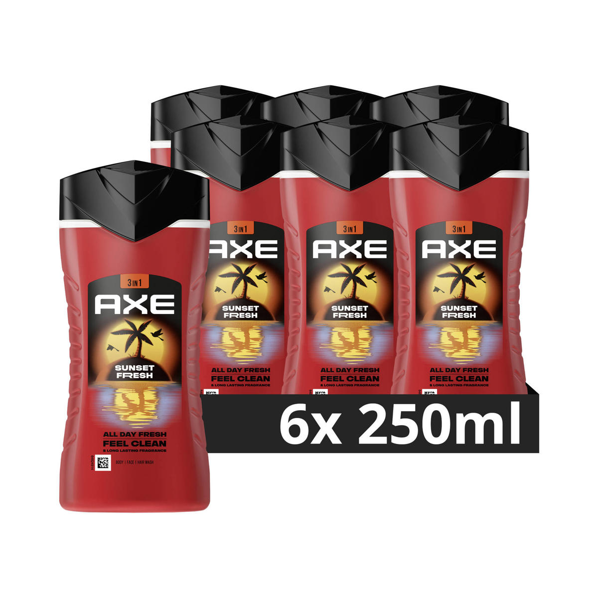 Axe Sunset Fresh 3-in-1 douchegel - 6 x 250 ml | kleertjes.com