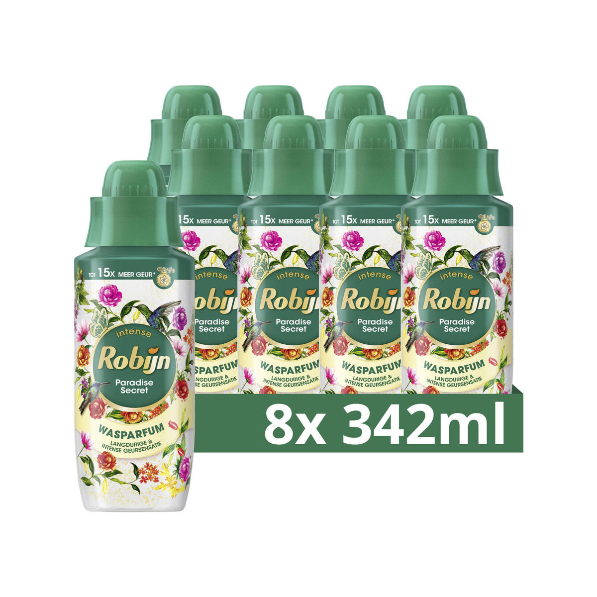 Robijn Intense Paradise Secret wasparfum - 8 x 342 ml | kleertjes.com