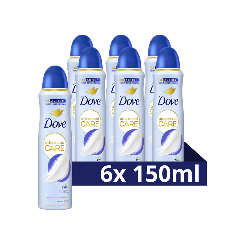 Dove Advanced Care Talco anti-transpirant deodorant spray - 6 x 150 ml ...