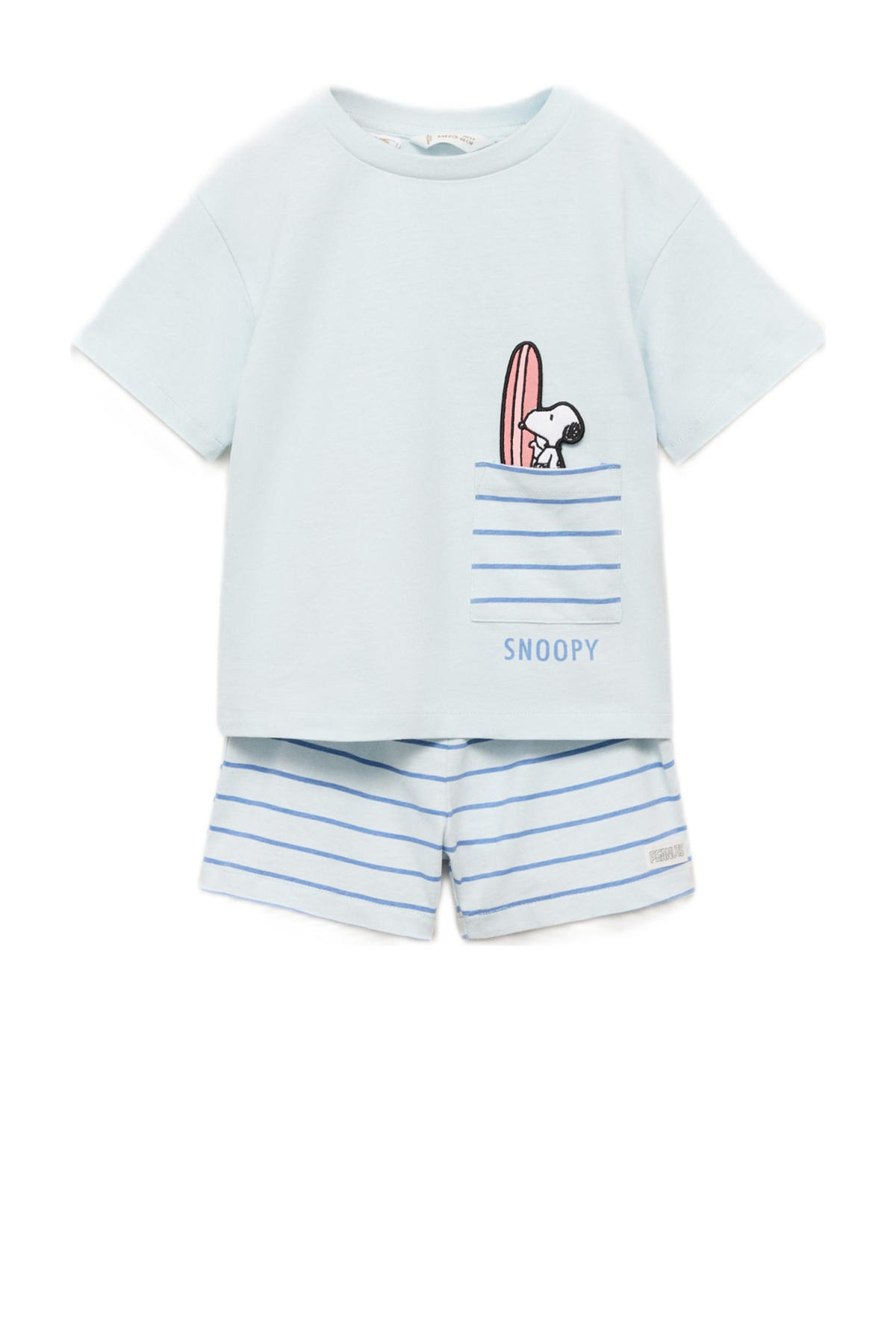 Mango Kids Snoopy shortama lichtblauw | kleertjes.com