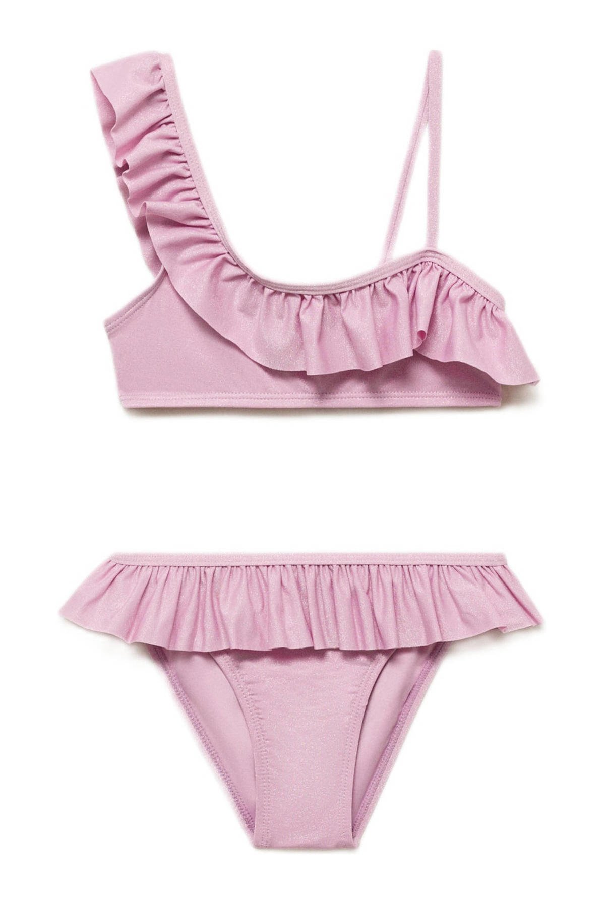 Mango Kids one shoulder bikini roze | kleertjes.com