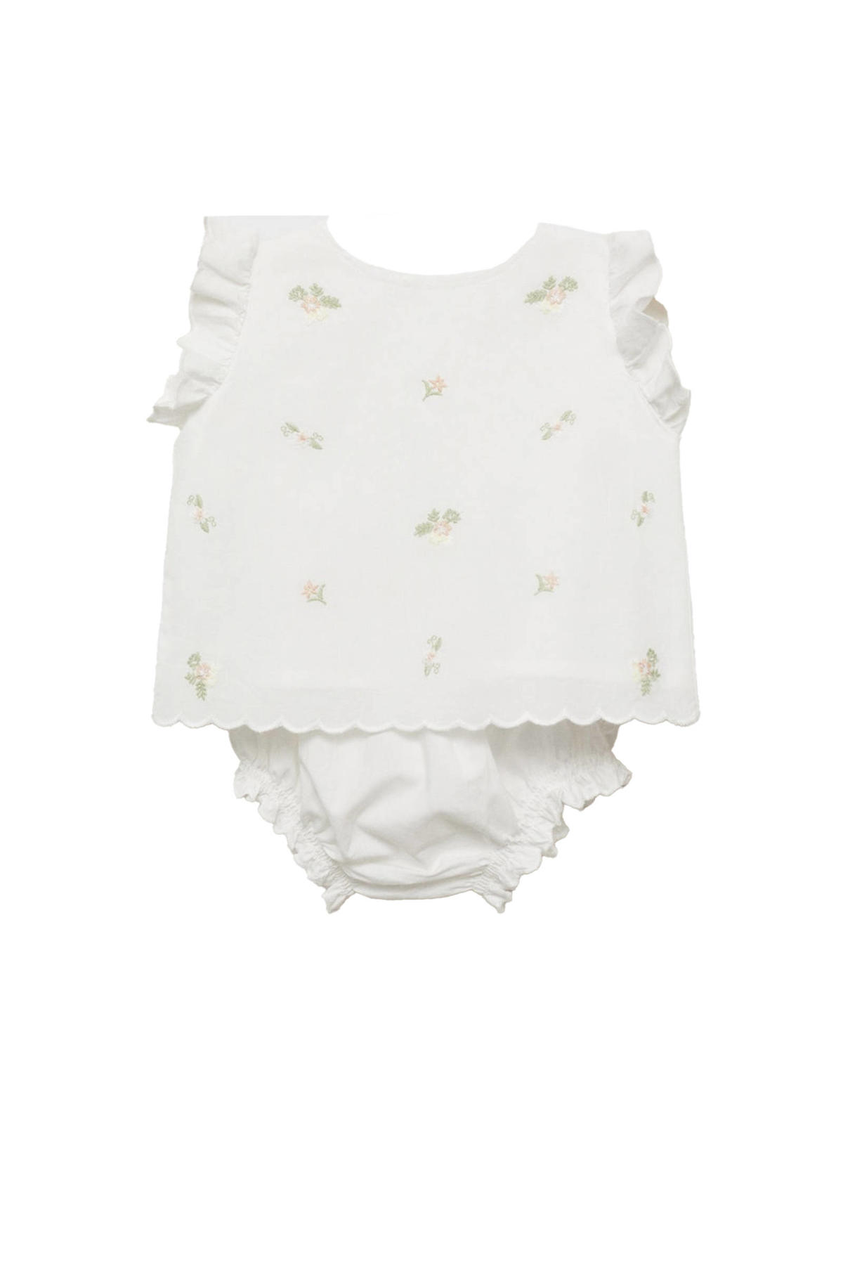 Mango Kids korte jurk met bloomer wit | kleertjes.com