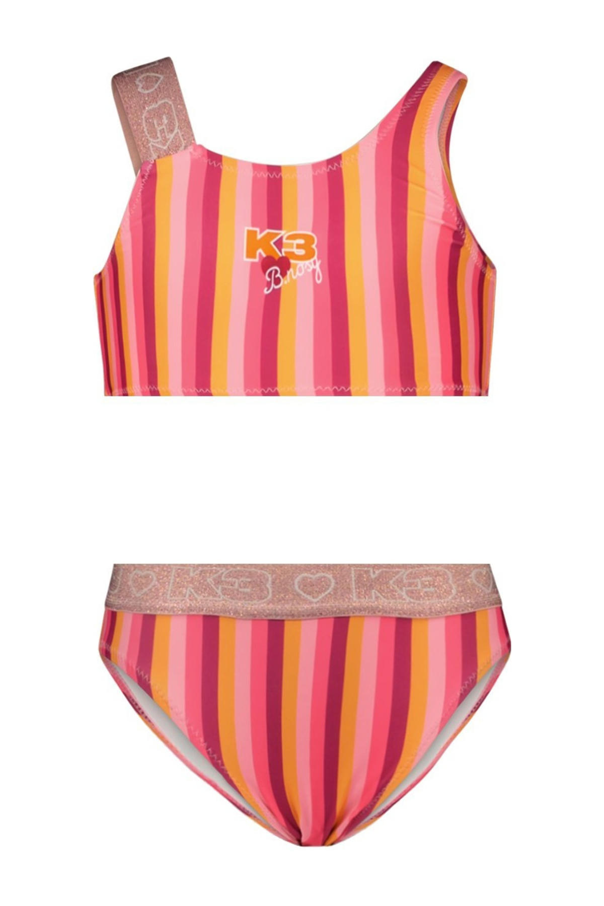 B.Nosy x K3 K3 crop bikini roze/fuchsia/oranje | kleertjes.com