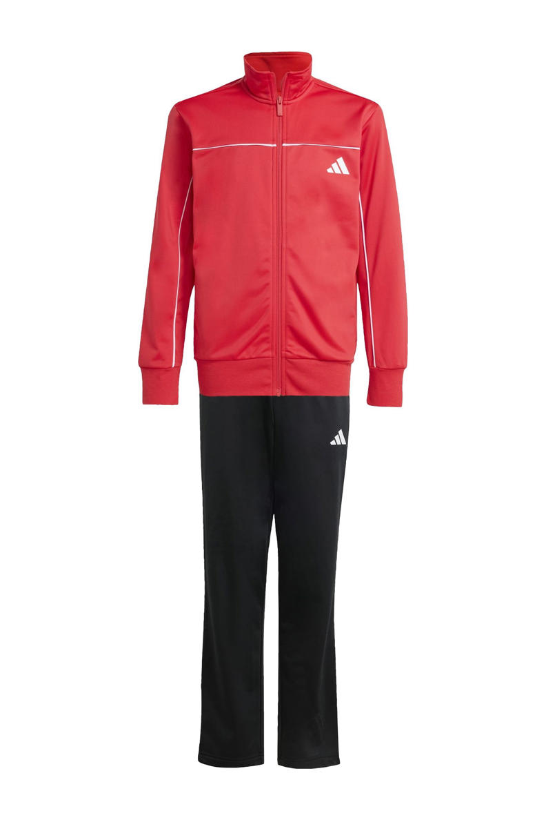 adidas Sportswear trainingspak rood/zwart | kleertjes.com