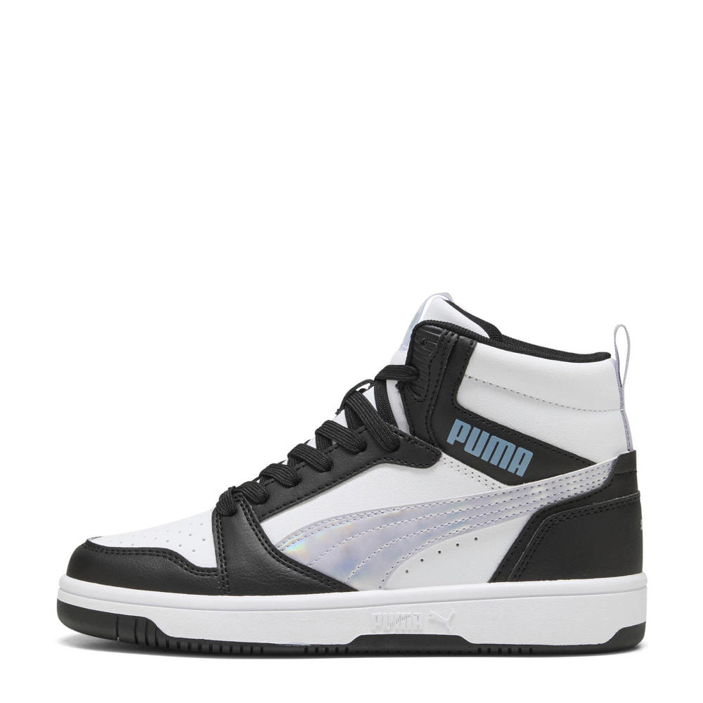 Puma Rebound V6 Mid Space Belle sneakers wit/zwart/lila | kleertjes.com