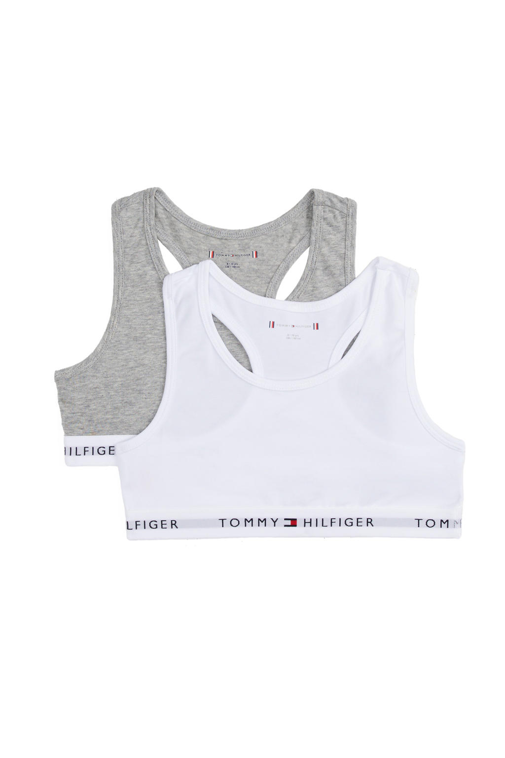 Tommy Hilfiger bh top - set van 2 lichtgrijs/wit | kleertjes.com