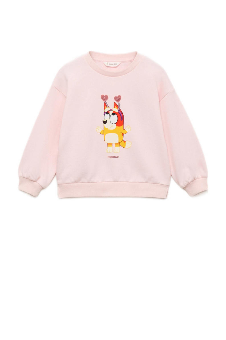 Mango Kids Bluey sweater lichtroze | kleertjes.com