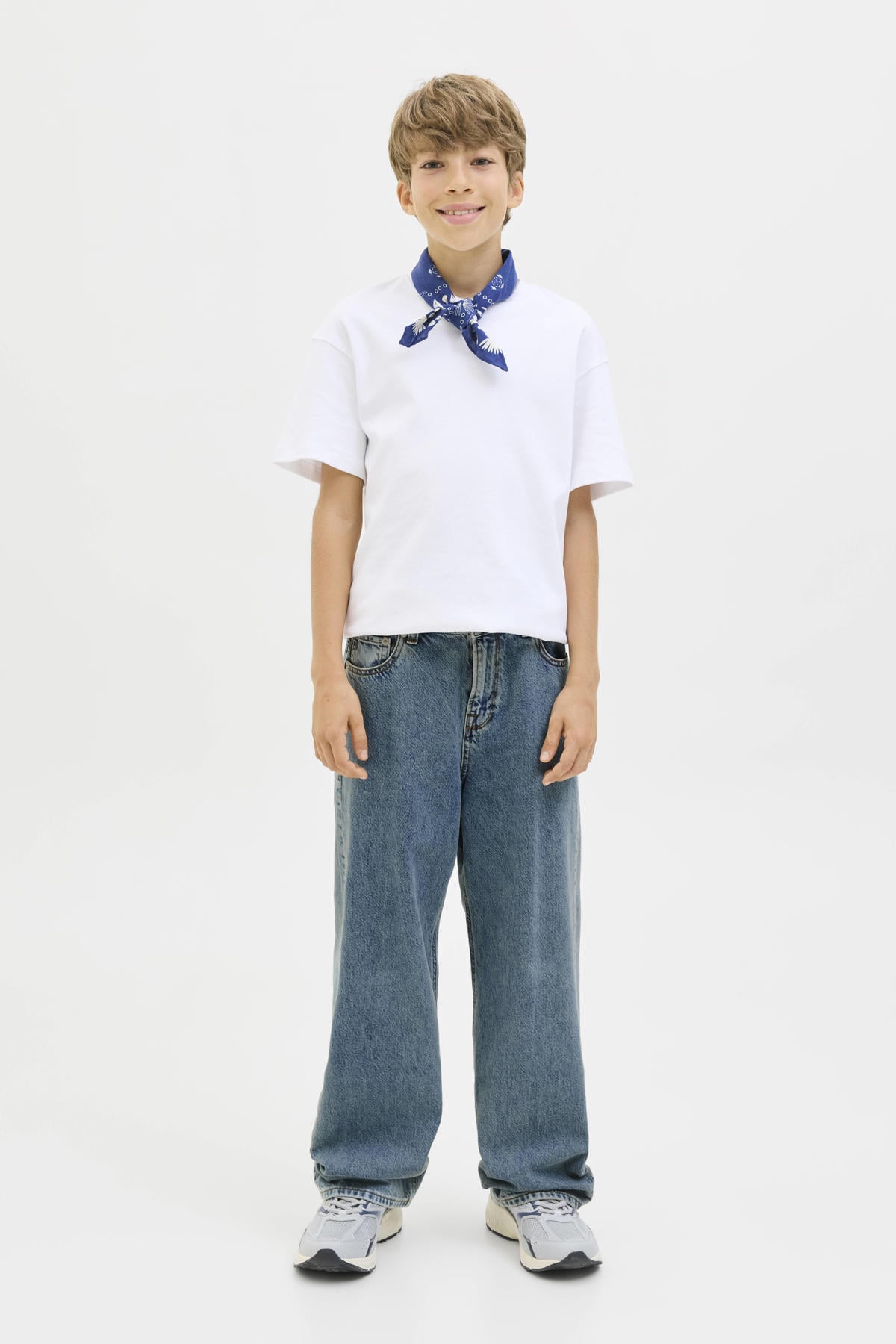 JACK & JONES JUNIOR high waist loose fit jeans medium blue denim ...