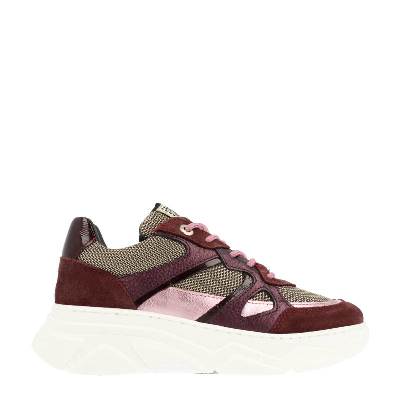 Red Rag chunky suède sneakers bordeaux | kleertjes.com