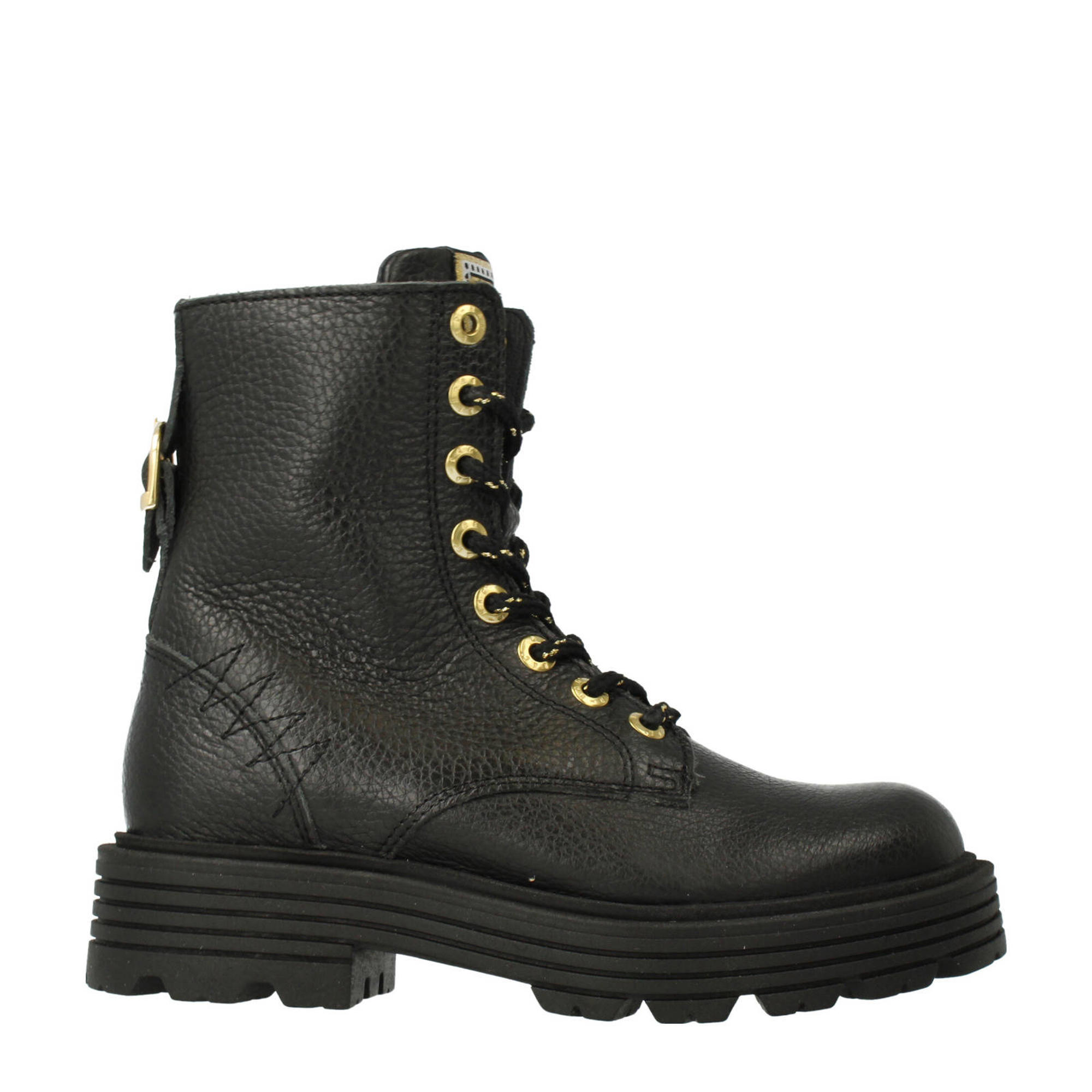 Red Rag leren veterboots zwart | kleertjes.com