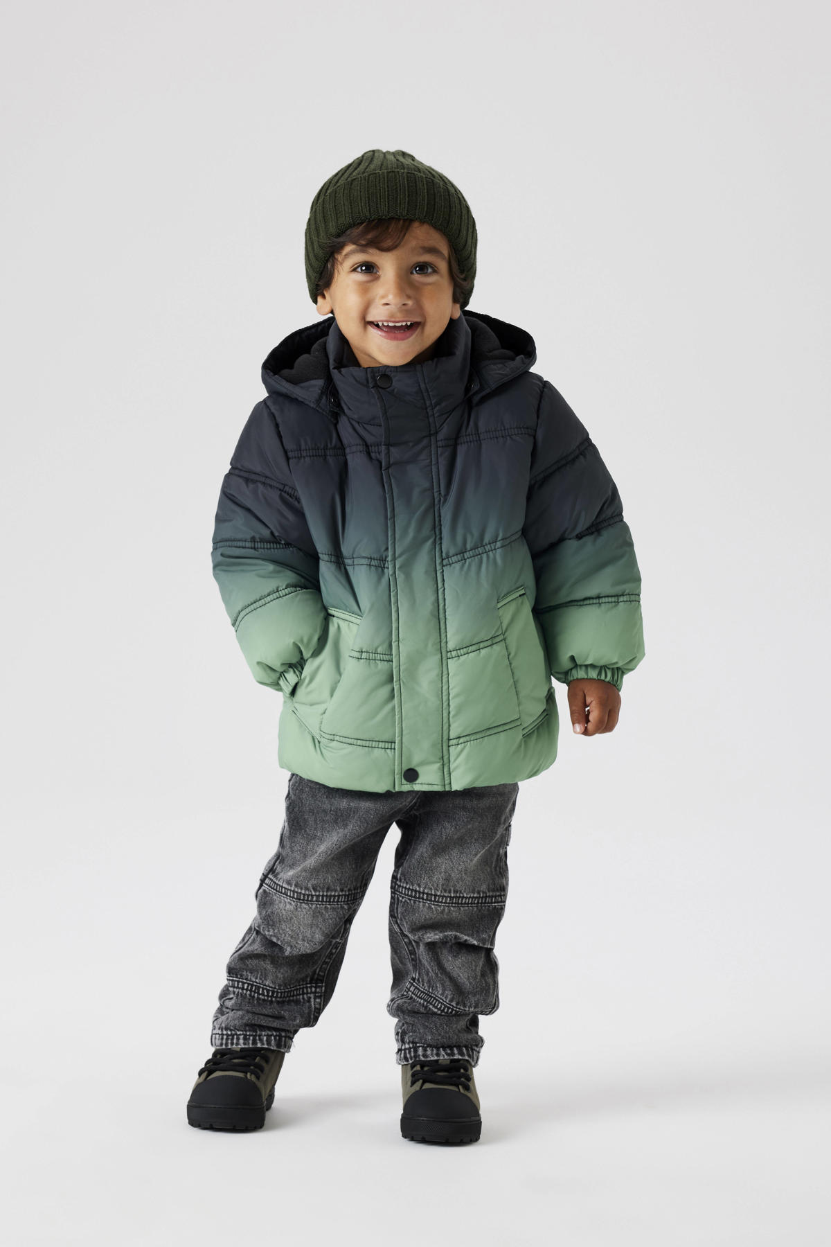 NAME IT MINI gewatteerde jas groen | kleertjes.com