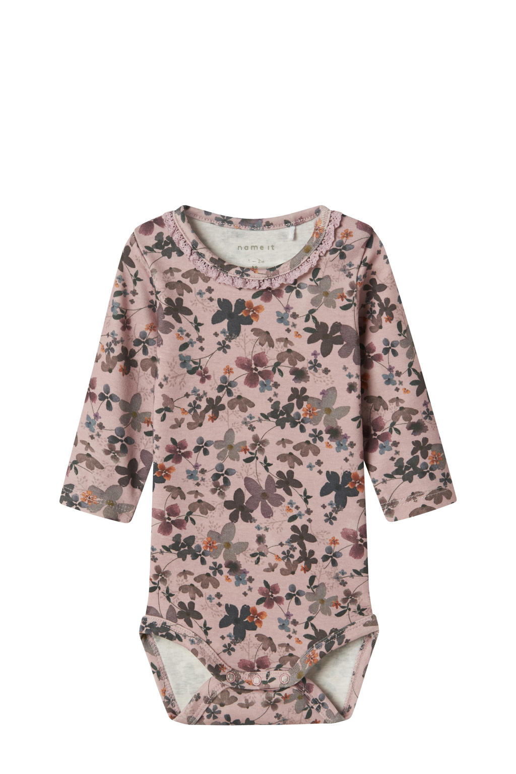 NAME IT BABY romper met bloemenprint lila | kleertjes.com
