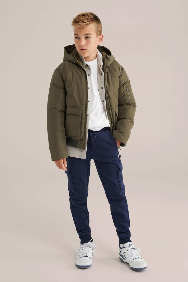 WE Fashion Blue Ridge winterjas donkergroen | kleertjes.com