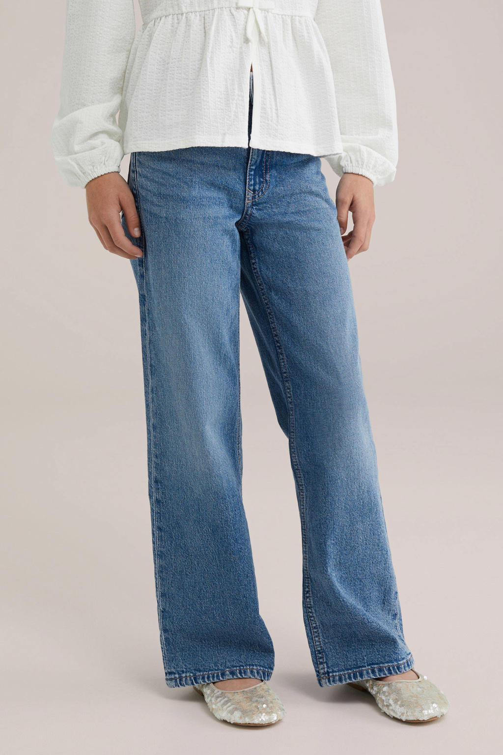 WE Fashion Blue Ridge loose fit jeans medium blue denim | kleertjes.com