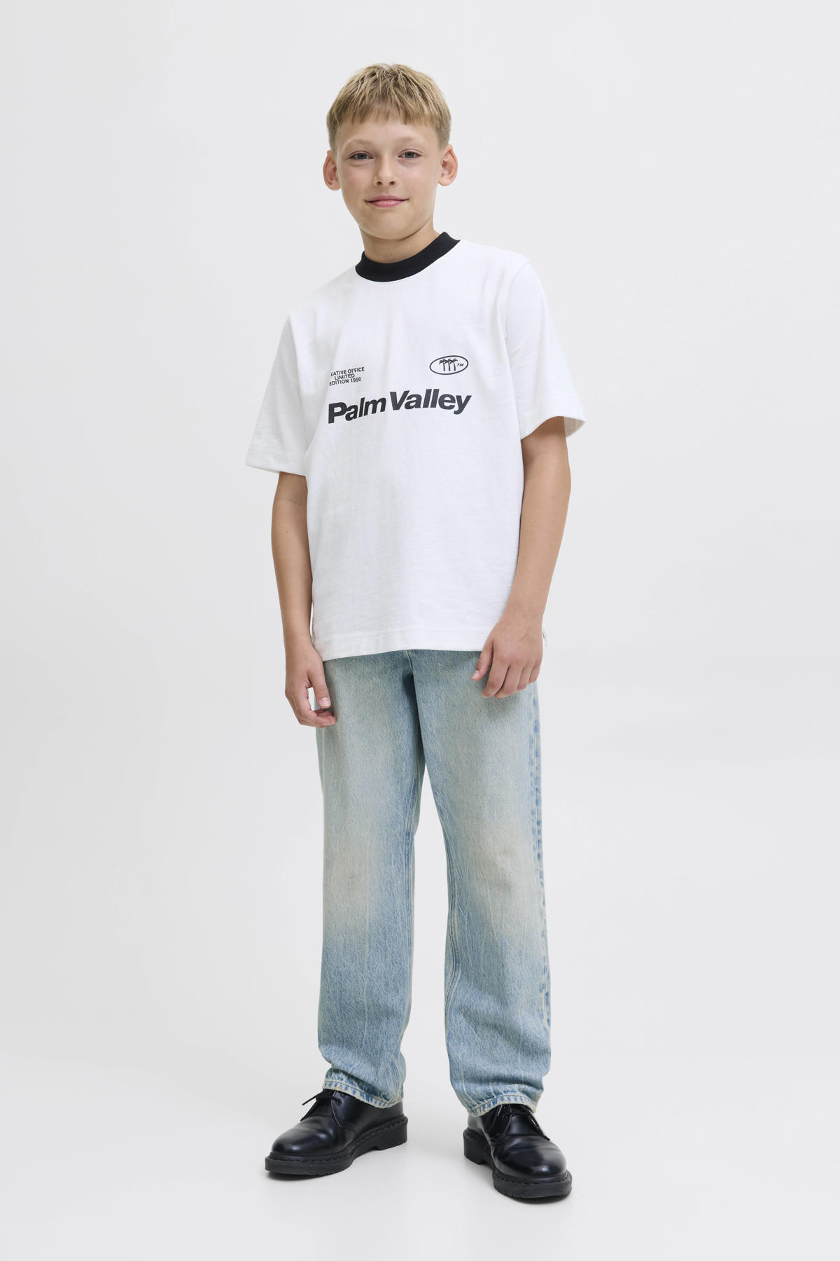 JACK & JONES JUNIOR high waist relaxed fit jeans light blue denim ...