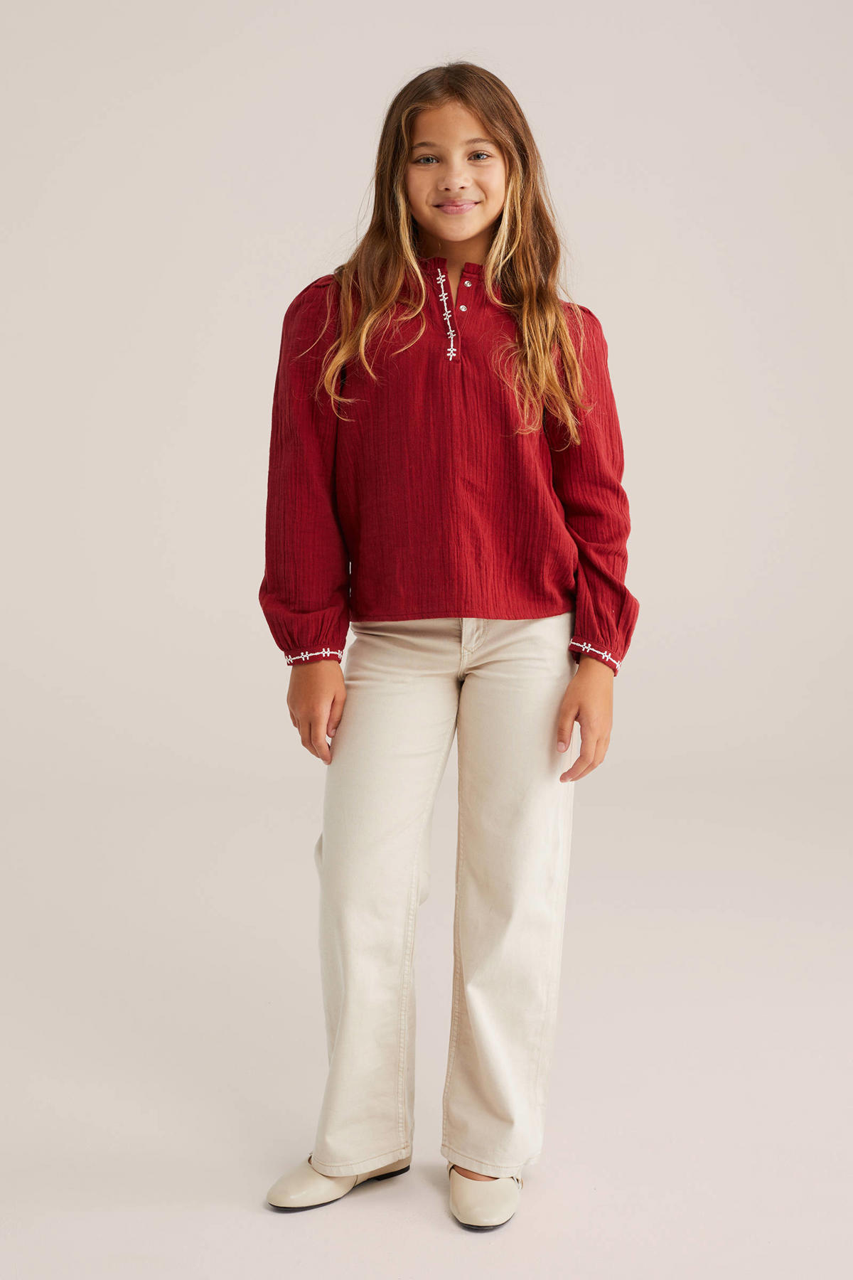 WE Fashion blousetop donkerrood | kleertjes.com
