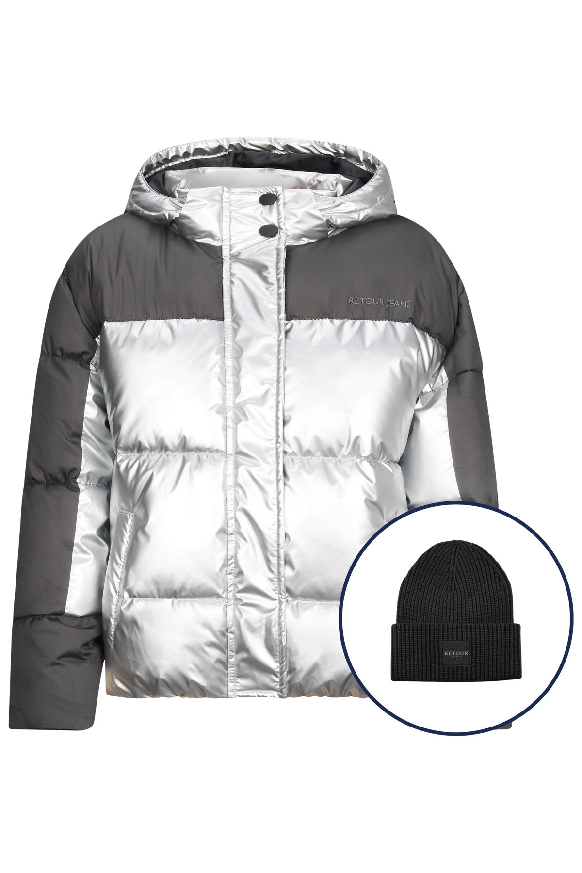 Retour Jeans gewatteerde jas zilver | kleertjes.com