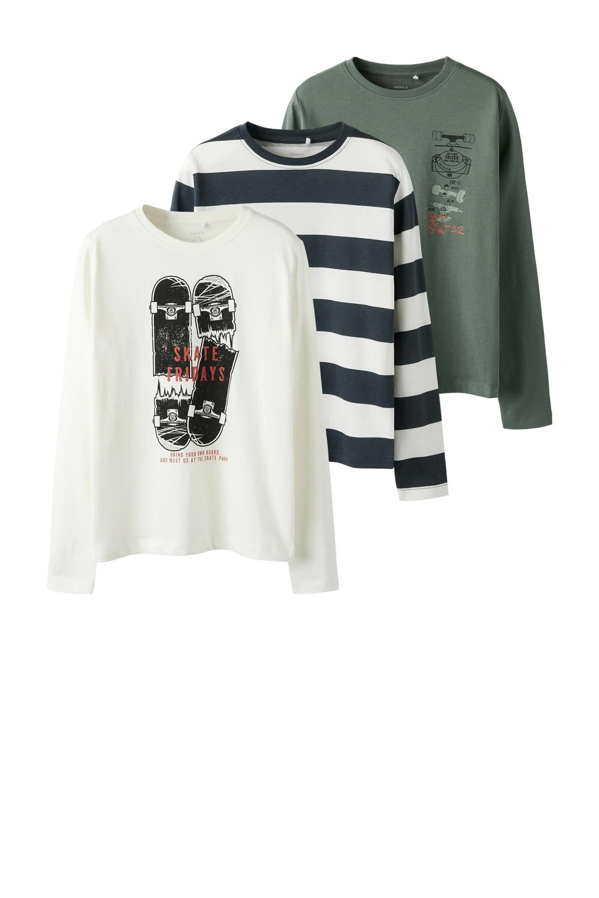 NAME IT KIDS longsleeve NKMNIKOLAI - set van 3 - donkerblauw ...