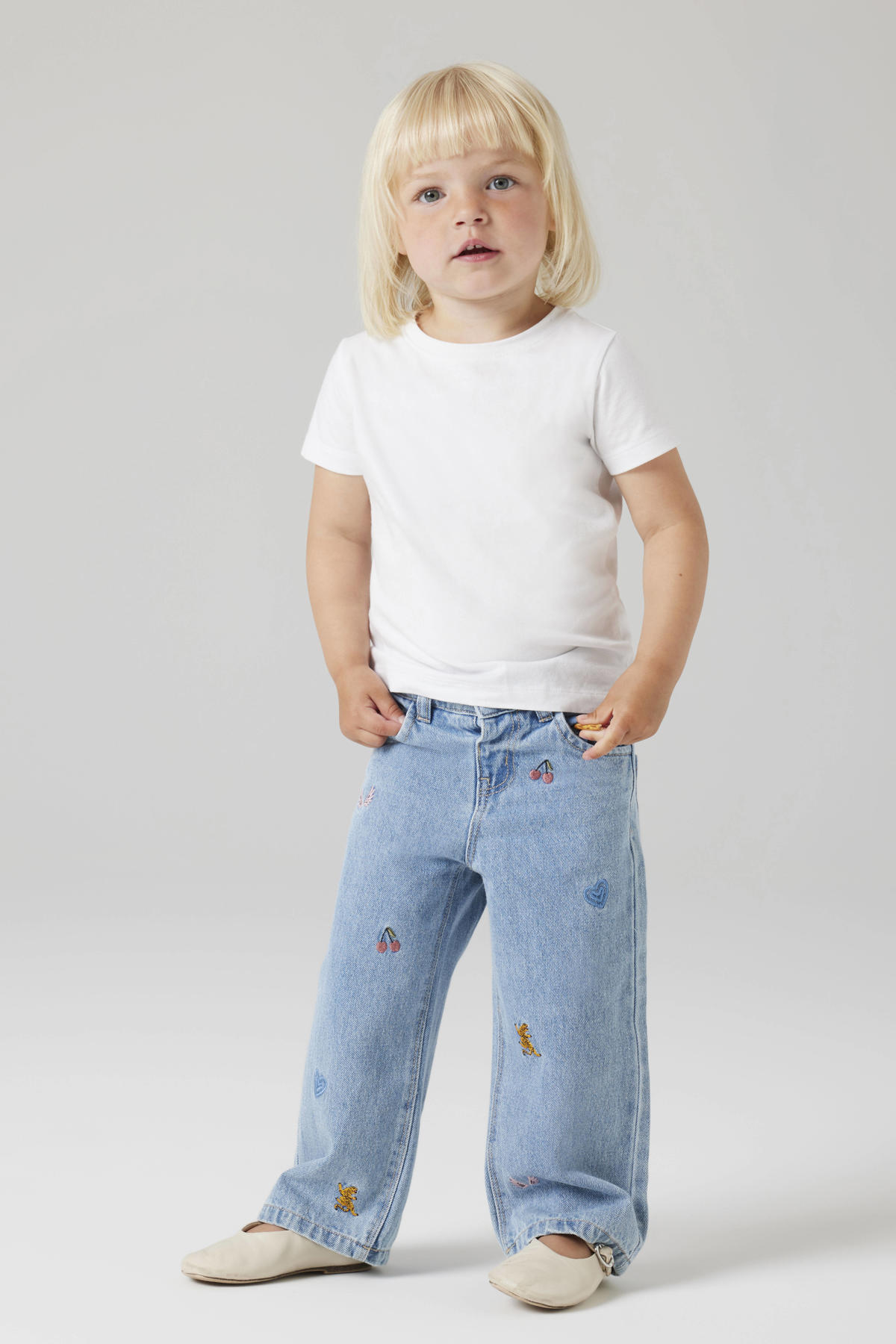 NAME IT MINI wide leg jeans light blue denim | kleertjes.com