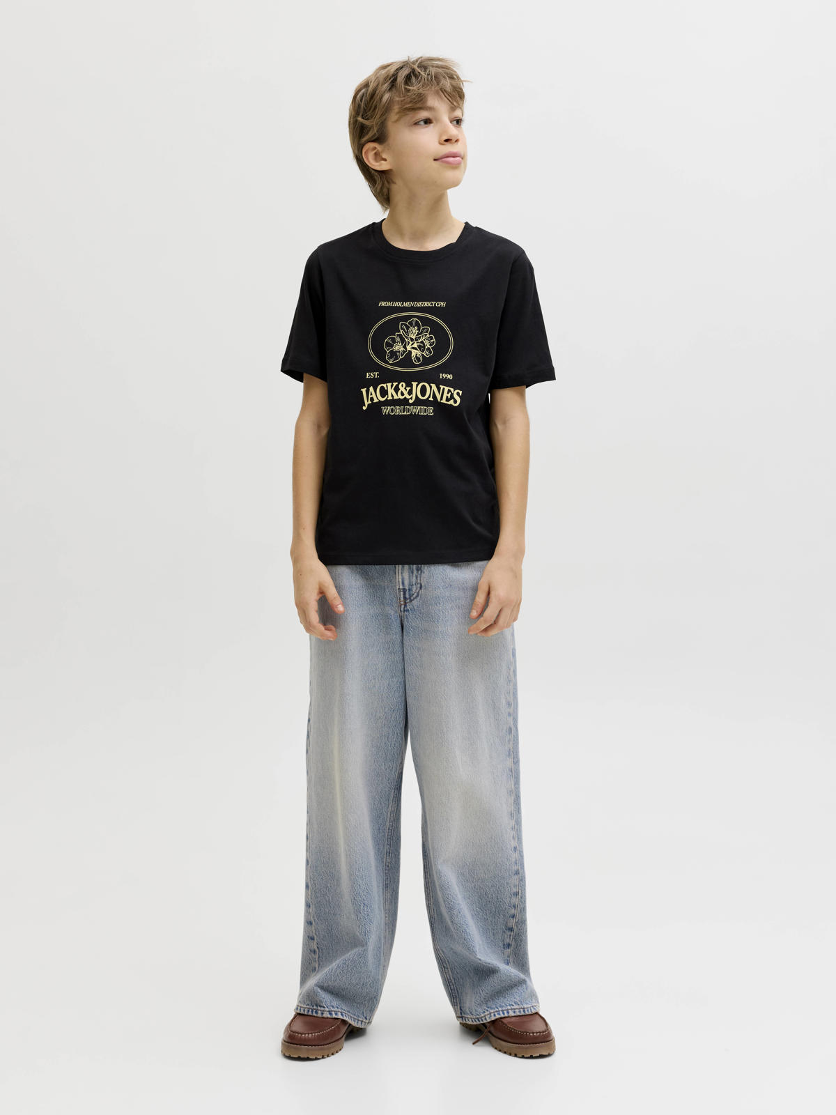 JACK & JONES JUNIOR high waist wide leg jeans light blue denim ...