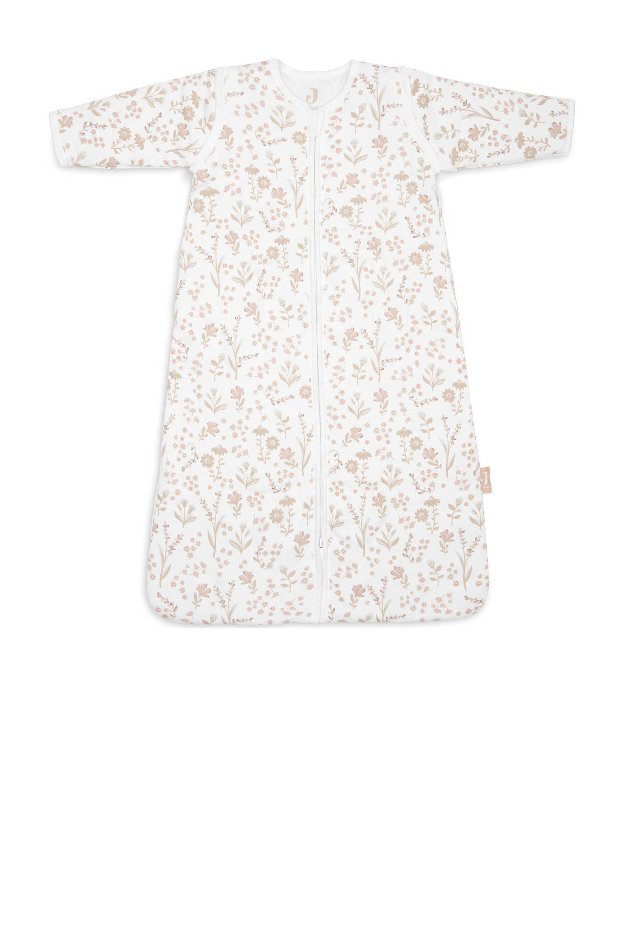 Jollein baby slaapzak met afritsbare mouw Bloomy wit/beige | kleertjes.com