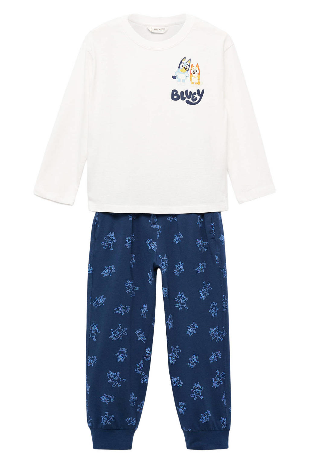 Mango Kids Bluey pyjama donkerblauw/wit | kleertjes.com