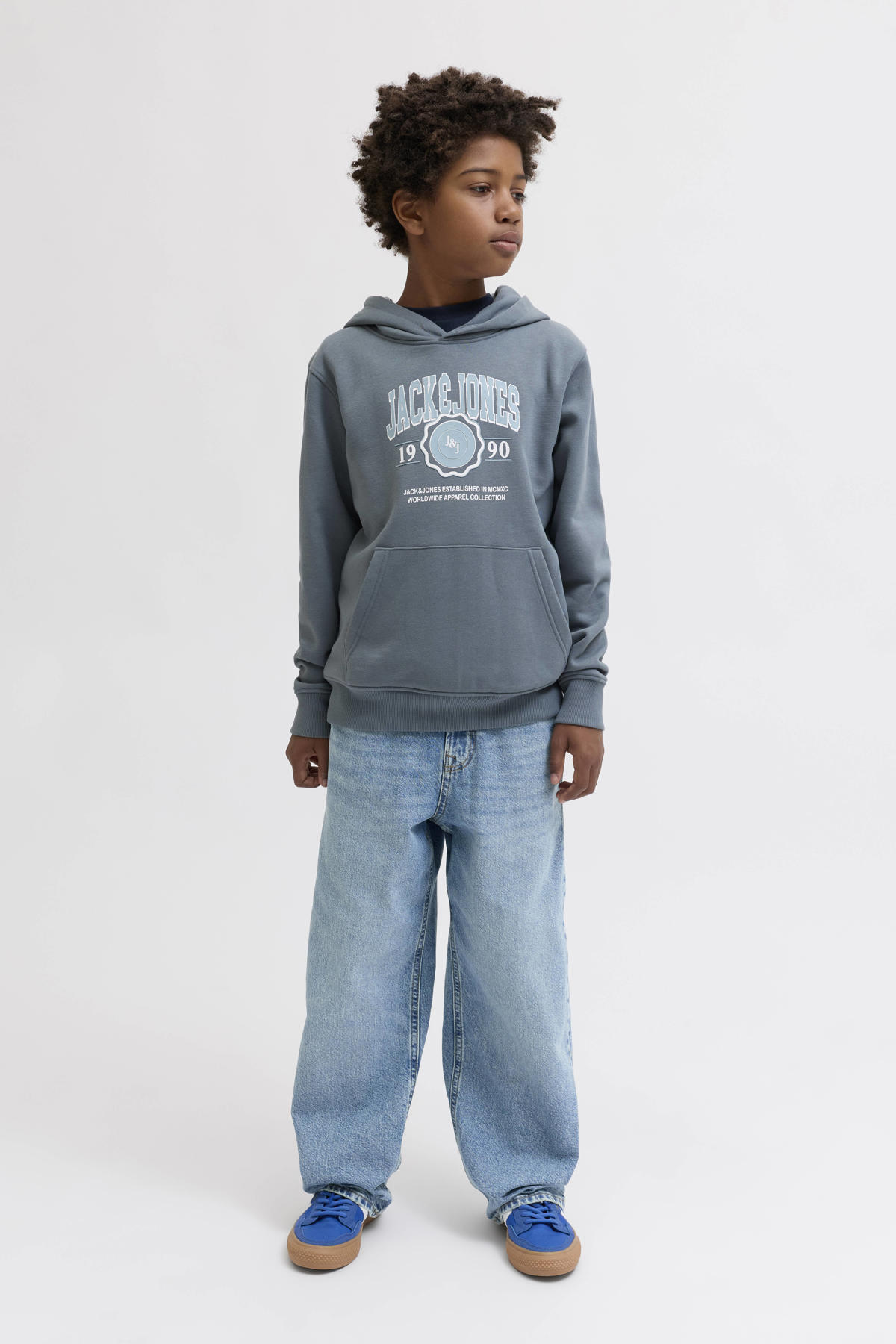 JACK & JONES JUNIOR high waist loose fit jeans medium blue denim ...