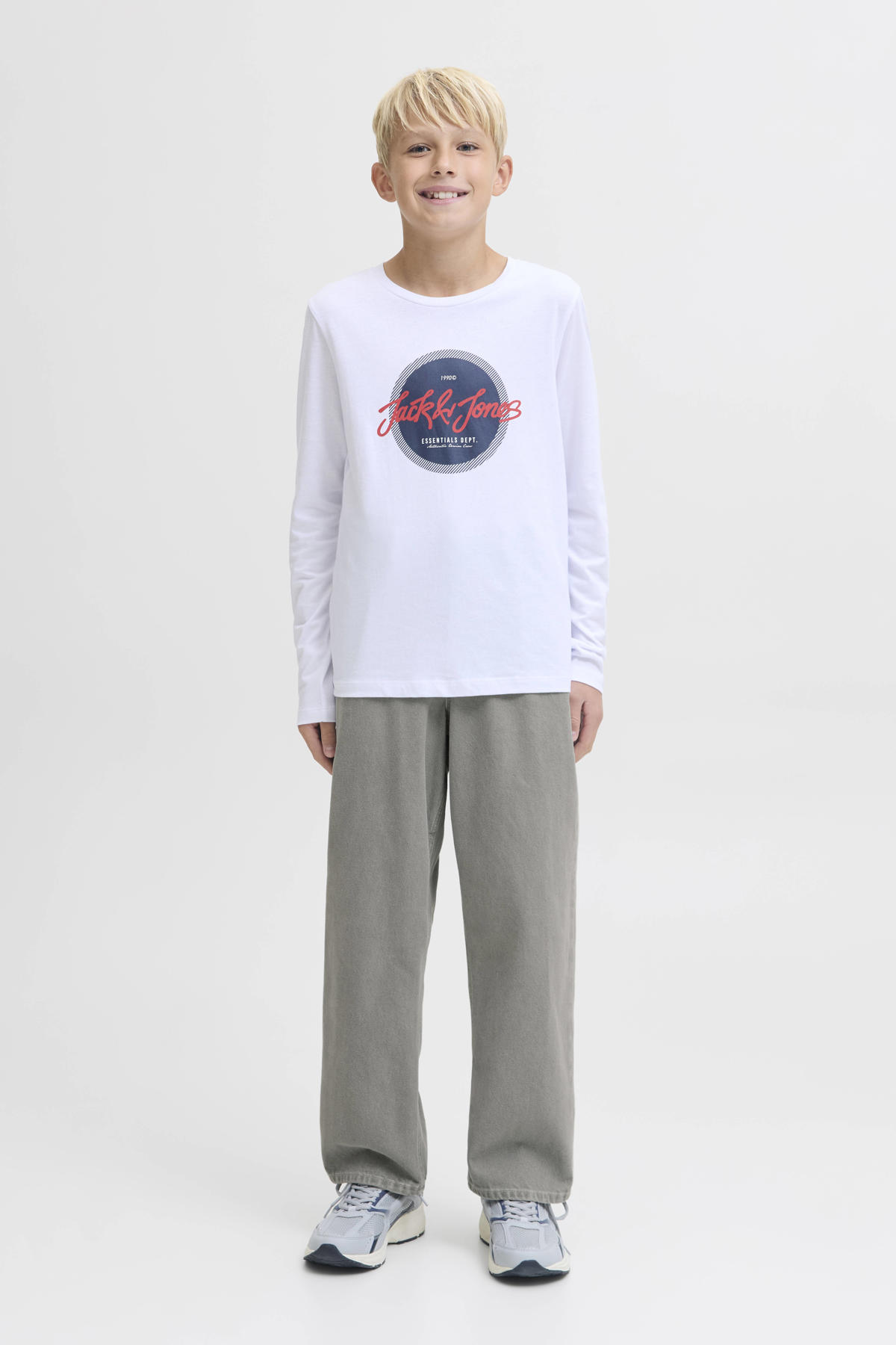 JACK & JONES JUNIOR high waist loose fit jeans grey denim | kleertjes.com