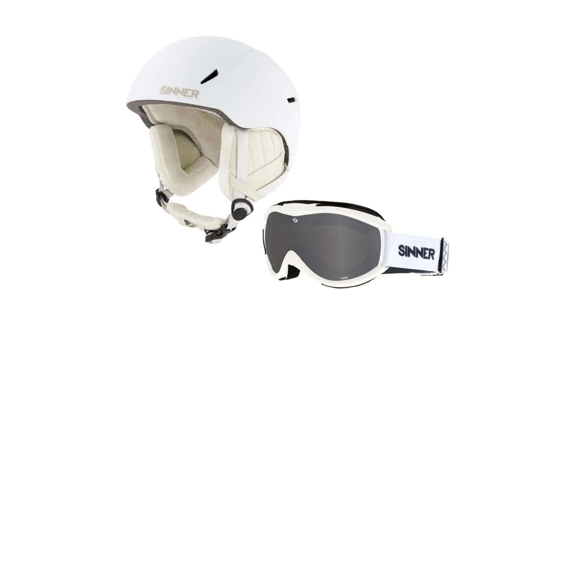Sinner Junior skihelm Crest+skibril Toxic wit | kleertjes.com