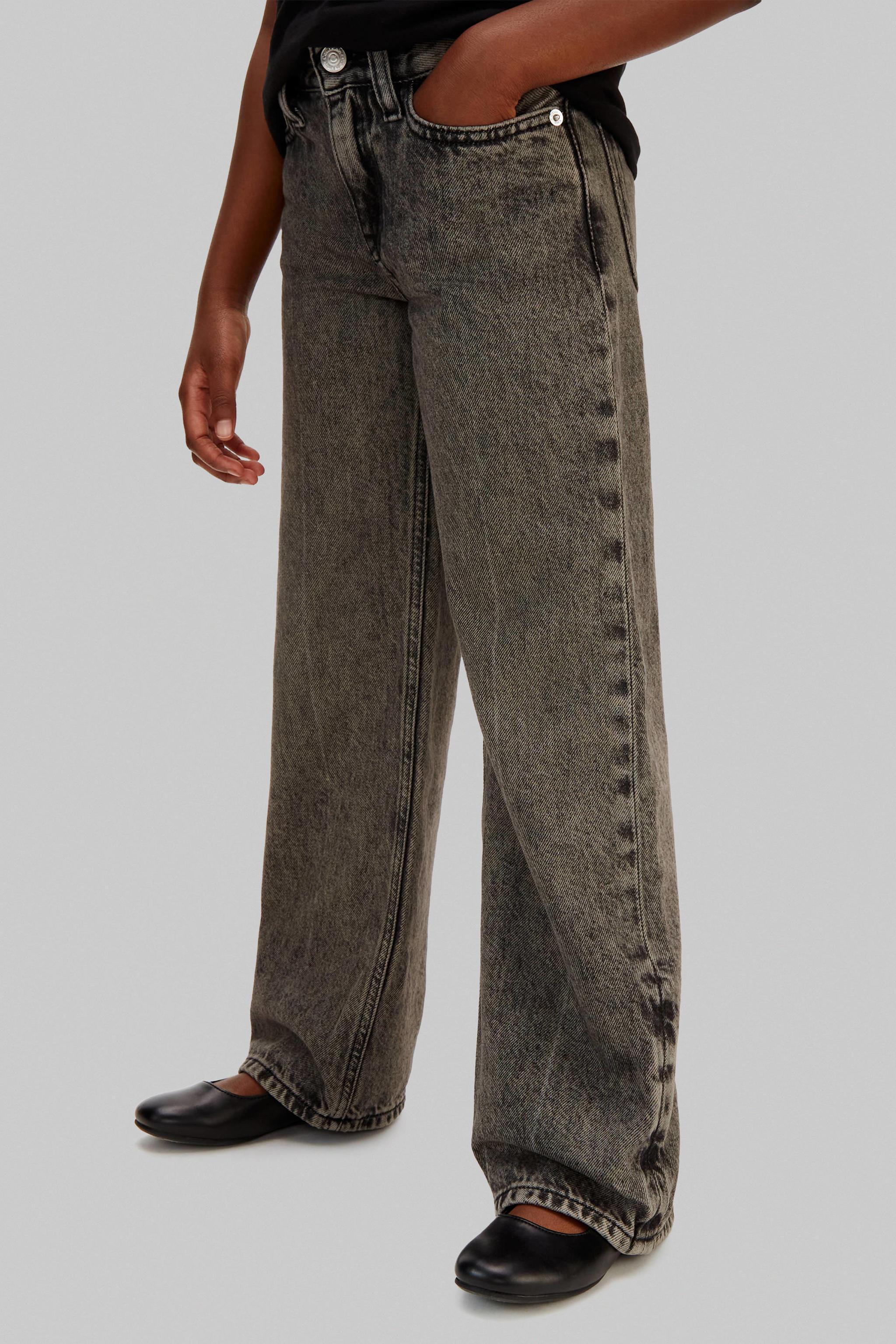 Calvin Klein relaxed wide leg jeans black denim | kleertjes.com