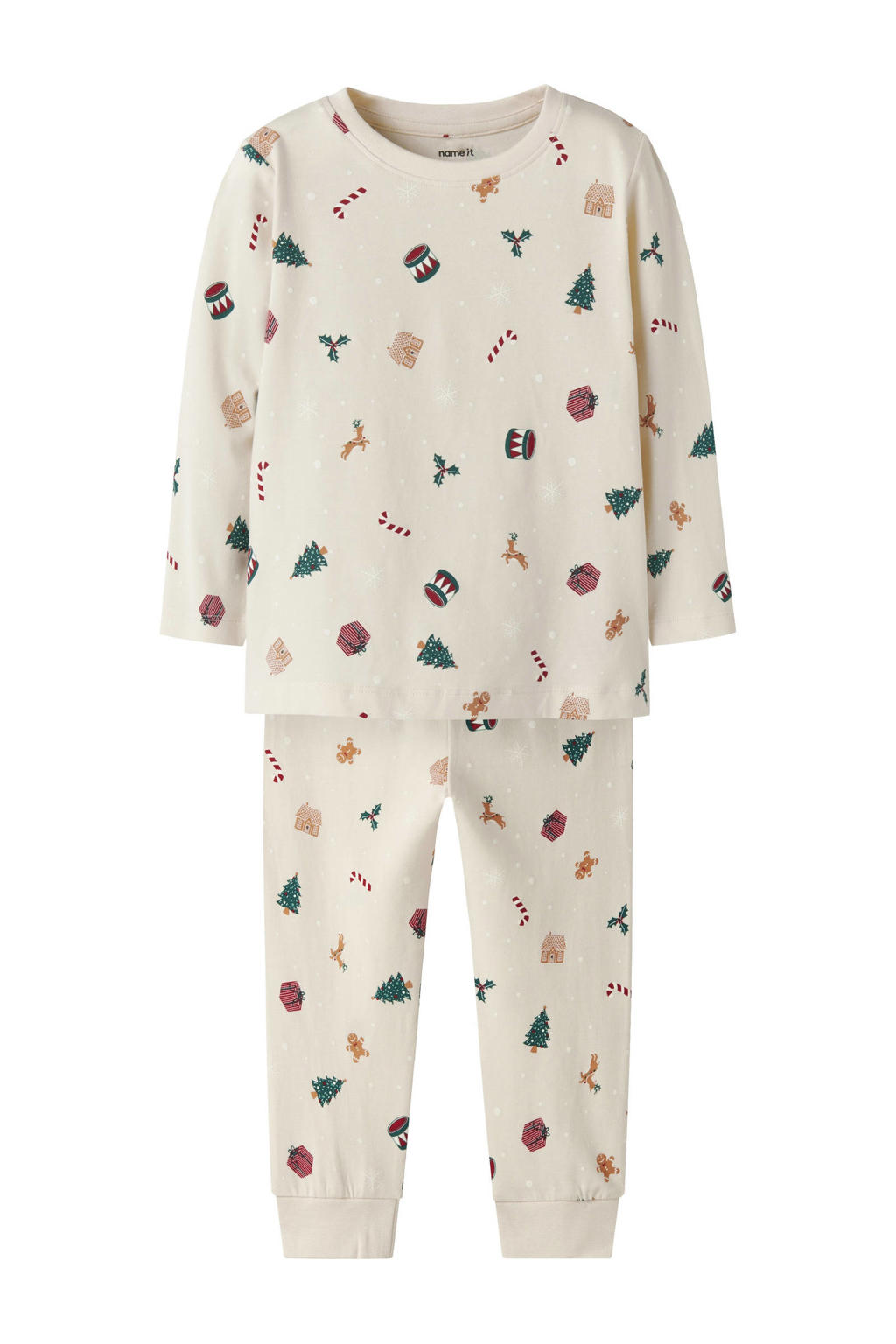 NAME IT MINI kerstpyjama met allover print ecru/multicolor | kleertjes.com